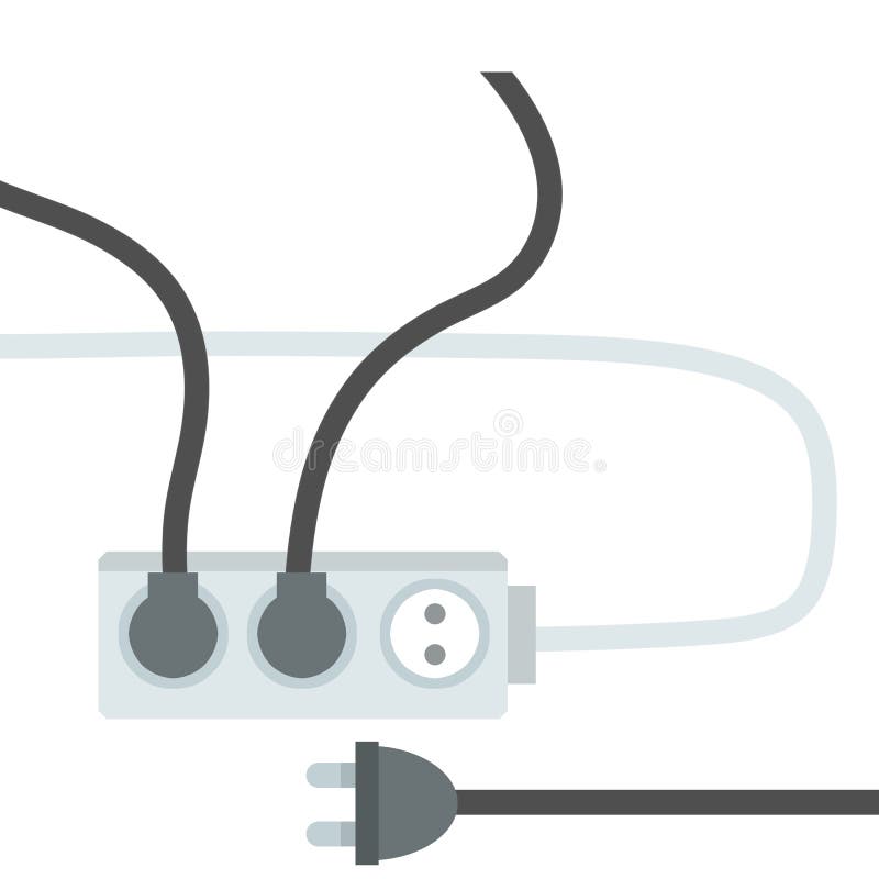 Many Outlets To Plug with Wires. Load on System Stock Vector ...