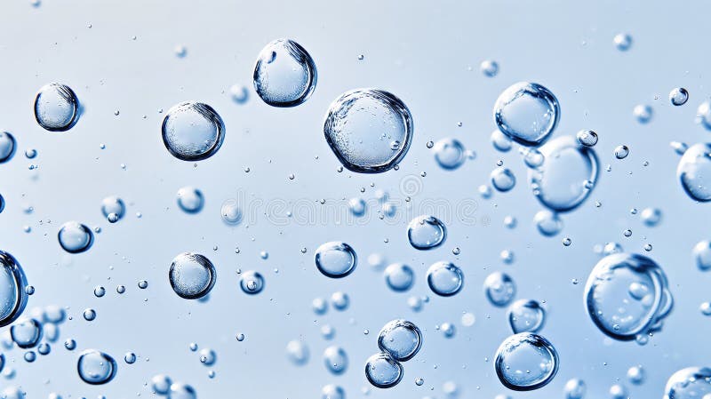 Many Oxygen Bubbles are Floating in Blue Water Creating an Abstract ...