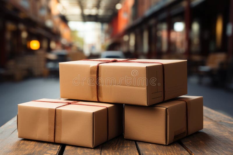 Many Package at Sunny Day Outdoor Stock Image - Image of distribution ...