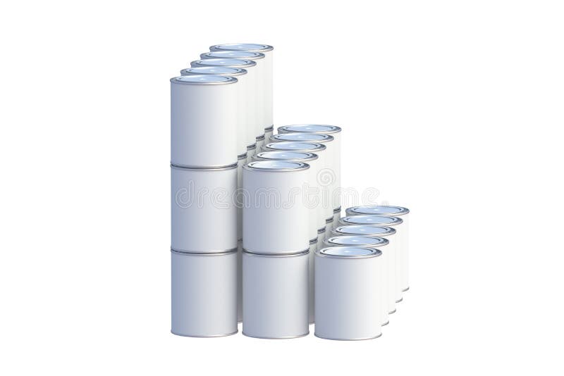 Many Paint Cans Isolated on White Background Stock Illustration ...