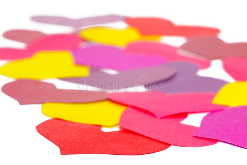 Many Paper Colored Heart Shapes Stock Image - Image of bright, space ...