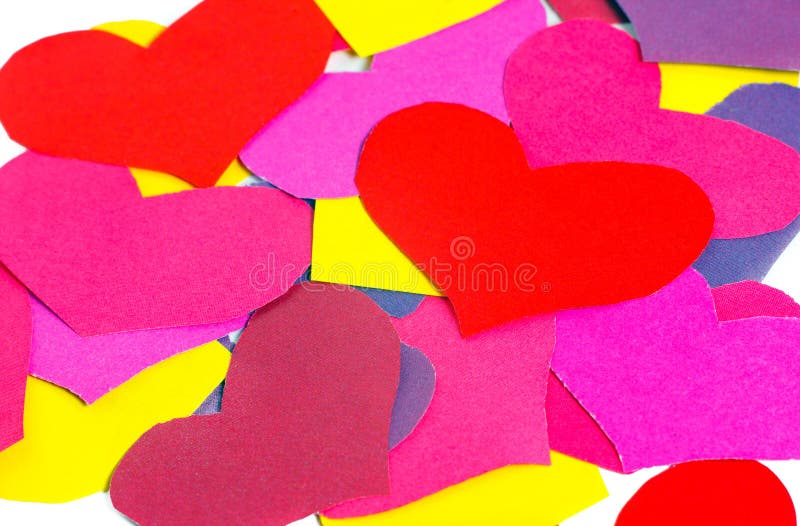 Many Paper Colored Heart Shapes Stock Photo - Image of february ...