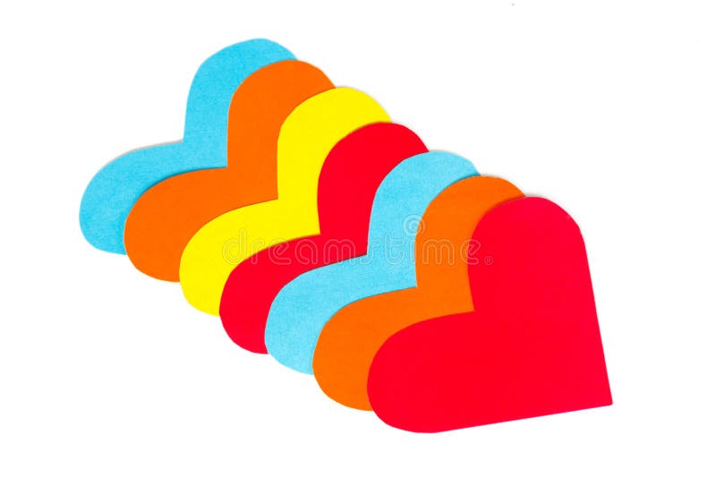 Many Paper Colored Heart Shapes Stock Photo - Image of objects, card ...
