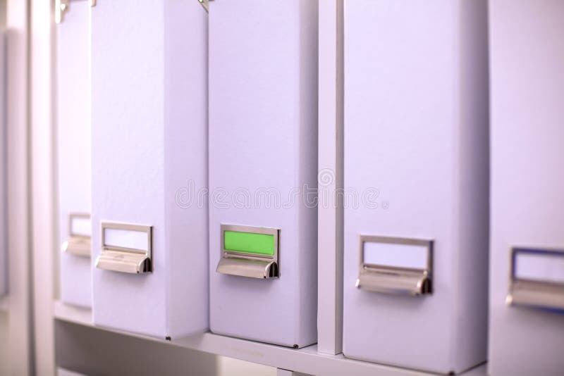 Many Papers Orderly Arranged in a File Shelves Stock Image - Image of ...