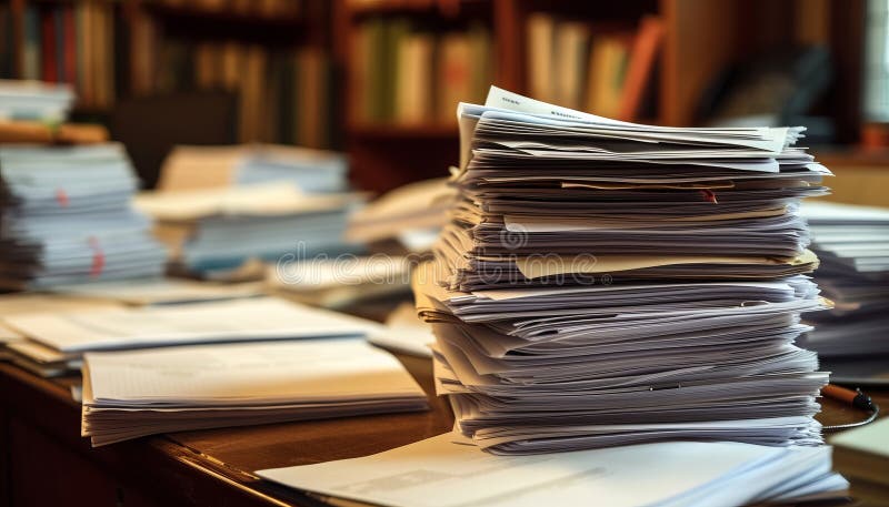 Many Paperwork on Office Desk. Stressed and Overtime Concept Stock ...