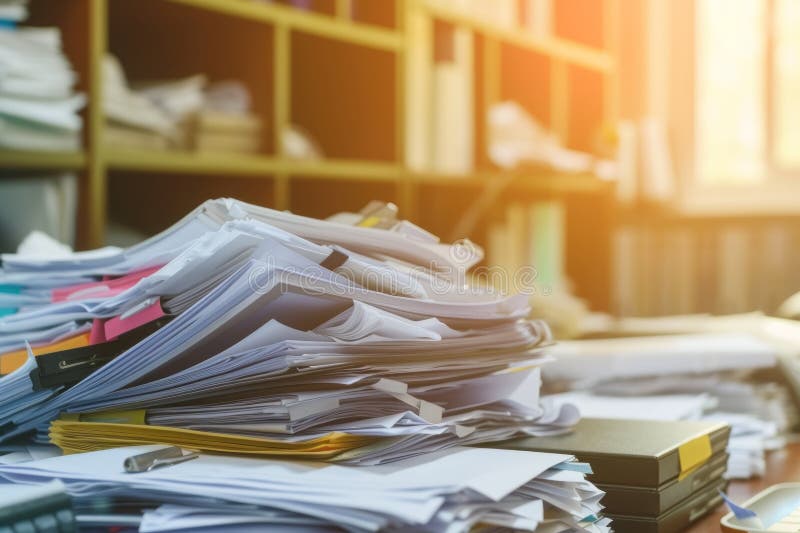 Many Paperwork on Office Desk. Stressed and Overtime Concept Stock ...