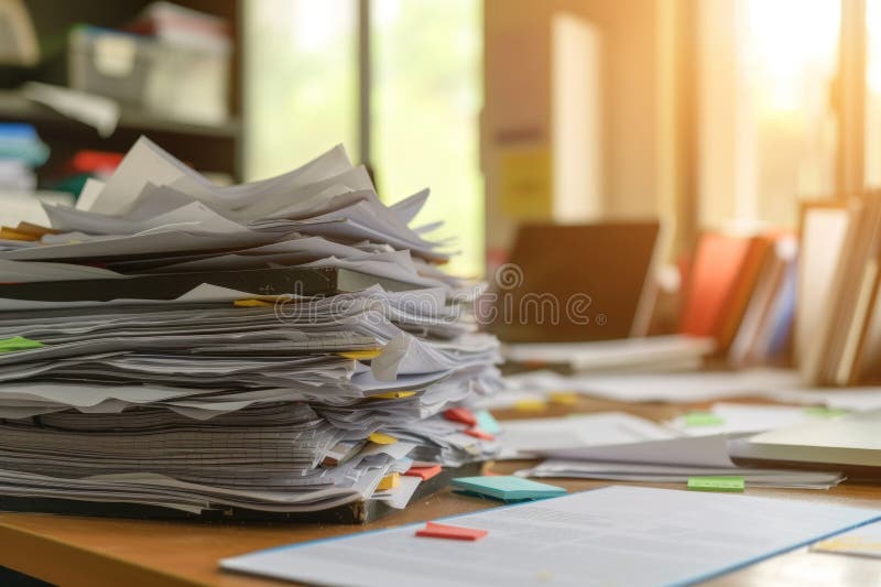 Many Paperwork on Office Desk. Stressed and Overtime Concept Stock ...