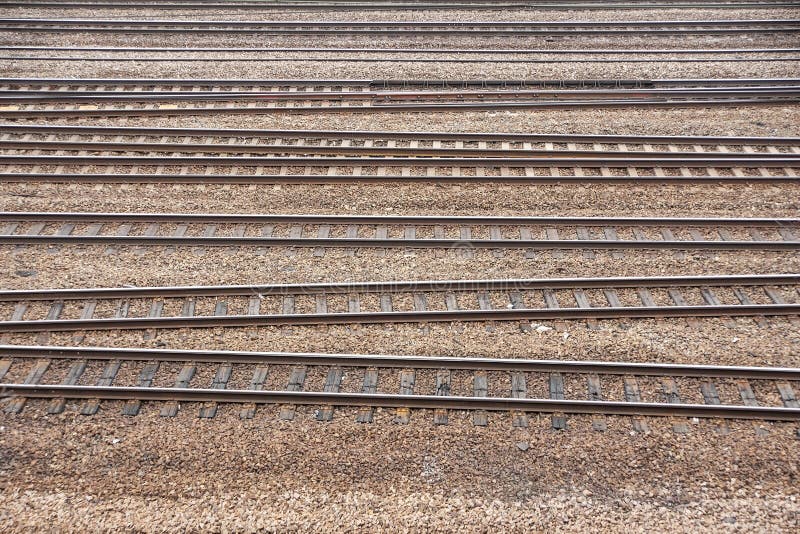 Parallel Tracks on Railway Yard Stock Photo - Image of metal, railway ...