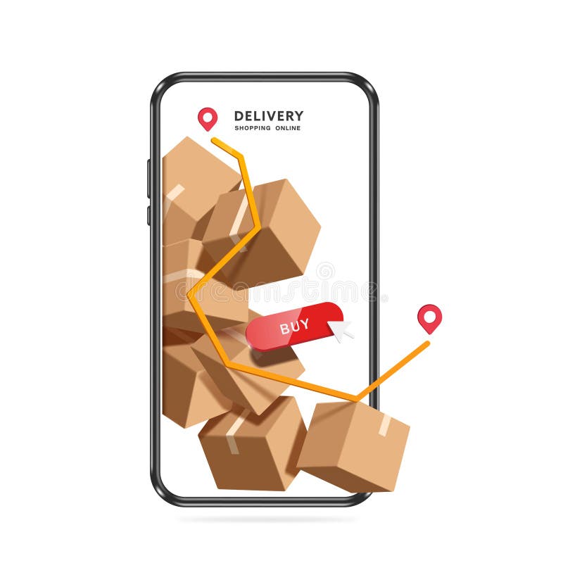 Many Parcel Boxes or Cardboard Boxes, Yellow Path ,Pin the Red Mark ...