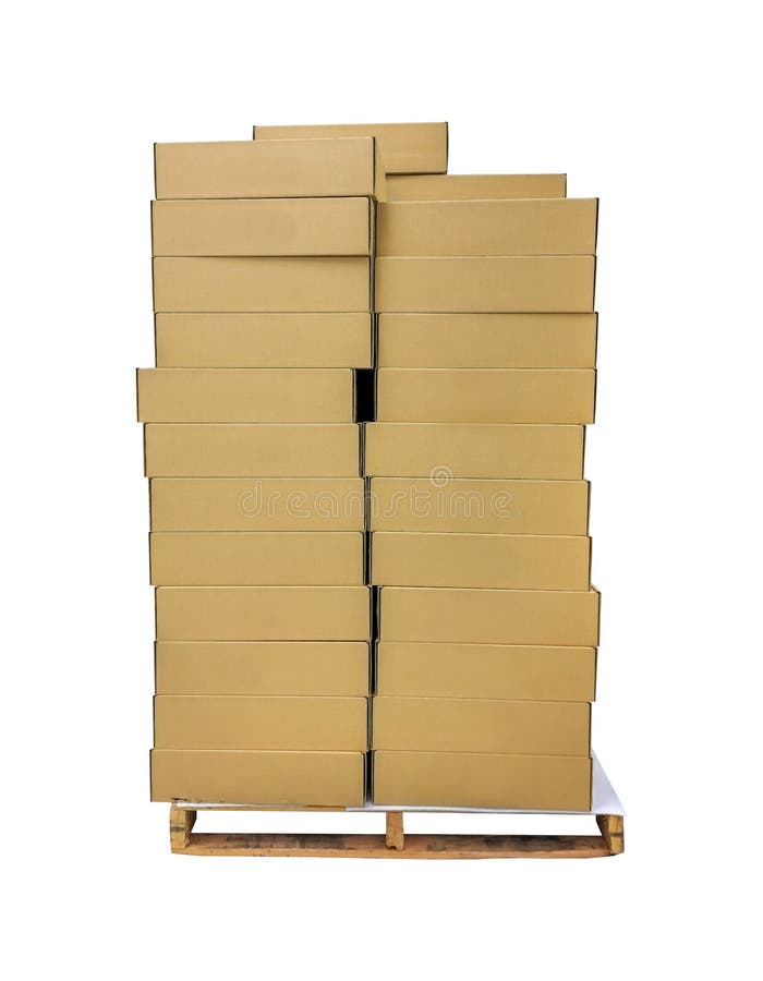 Many Parcel Boxes are Placed on Pallets. Ready for Further Packing and ...