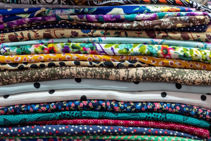 Many Pattern Silk Fabric Vietnam Stock Photo - Image of clothes, sale ...