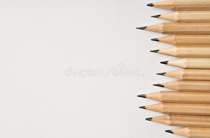Many Pencils on White Table Stock Photo - Image of wooden, work: 75887588