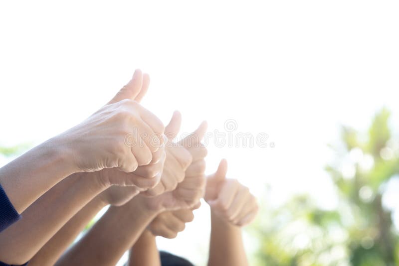 People Congratulate and Holding Thumbs Up Stock Image - Image of ...