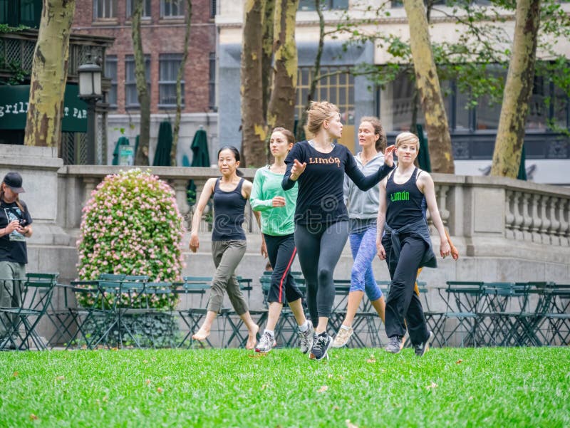 Many People Doing Exercise in the Bryant Park Editorial Stock Photo ...