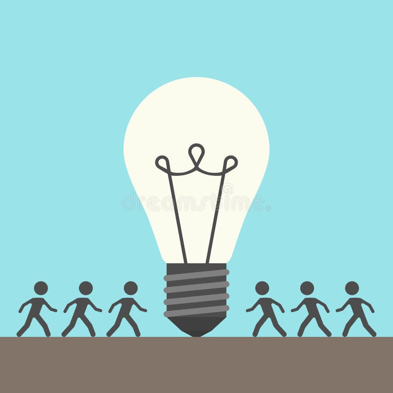 Many people and lightbulb stock vector. Illustration of power - 75504172