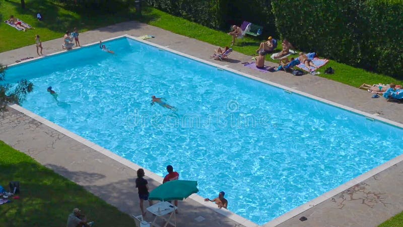 Two Boy at Swimming Pool in Beautiful 4-stars Hotel Stock Footage ...