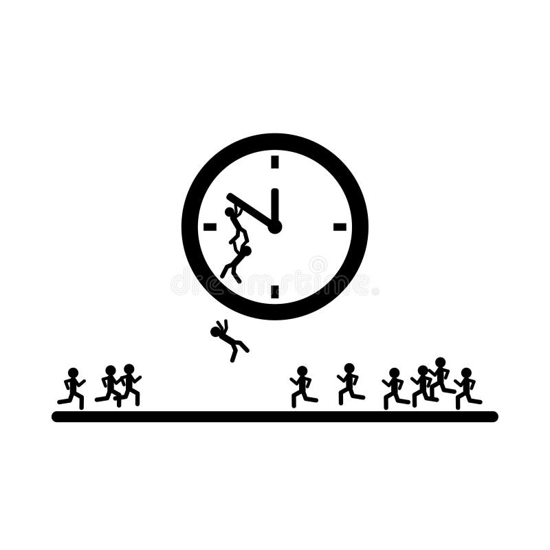 Man Trying Stop Time. Boy Holding Clock Arrow Stock Vector ...