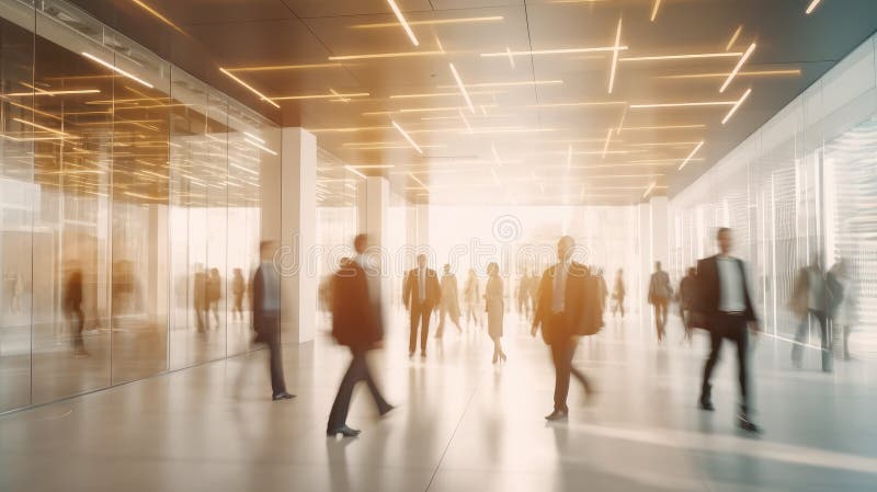 Many People Walking in Blur Motion Inside. Generative AI Stock ...