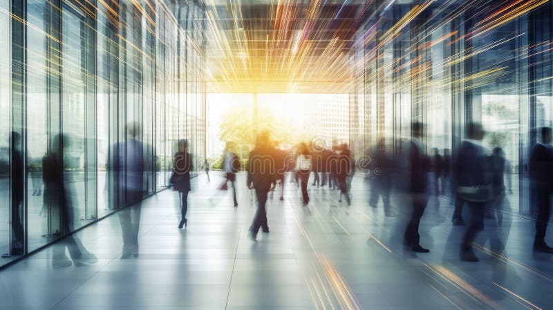 Many People Walking in Blur Motion Inside. Generative AI Stock Photo ...