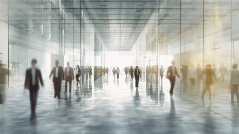 Many People Walking in Blur Motion Inside. Generative AI Stock ...