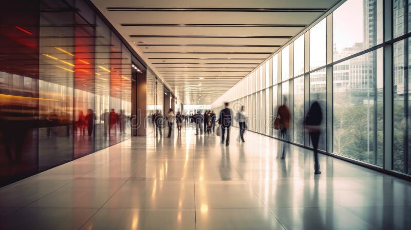Many People Walking in Blur Motion Inside. Generative AI Stock ...