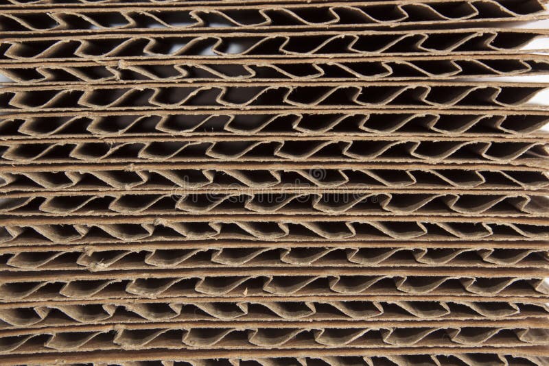 Many Pieces of Cardboard Side View Stock Image - Image of corrugated ...