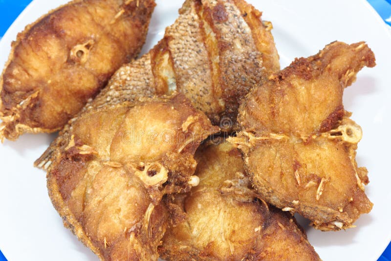 Delicious Fried Grouper Fish on a White Dish Stock Image - Image of ...