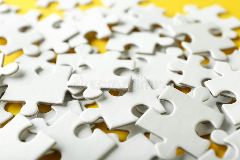Many Pieces of Jigsaw Puzzle, Closeup Stock Image - Image of object ...