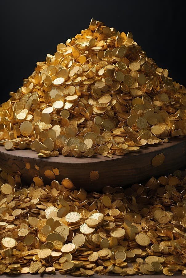 A Many Pile of Gold Bars and Gold Coins Stock Illustration ...