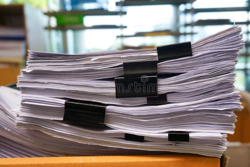 Many Piles of Papers on the Desk Stock Image - Image of information ...