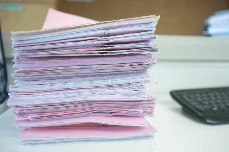 Many Piles of Papers on the Desk Stock Image - Image of report, folder ...