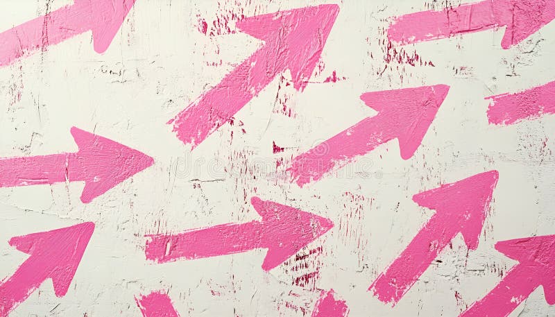 Many Pink Arrows on White Textured Background. Pointer Stock Photo ...