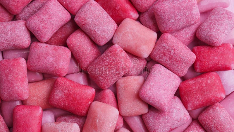 Many Pink Chewing Gums As Background, Top View Stock Photo - Image of ...