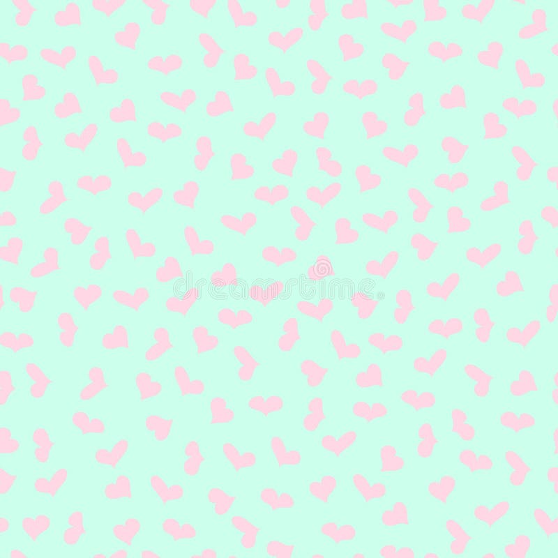 Many Pink Hearts on a Cyan Background. Seamless Pattern Stock ...