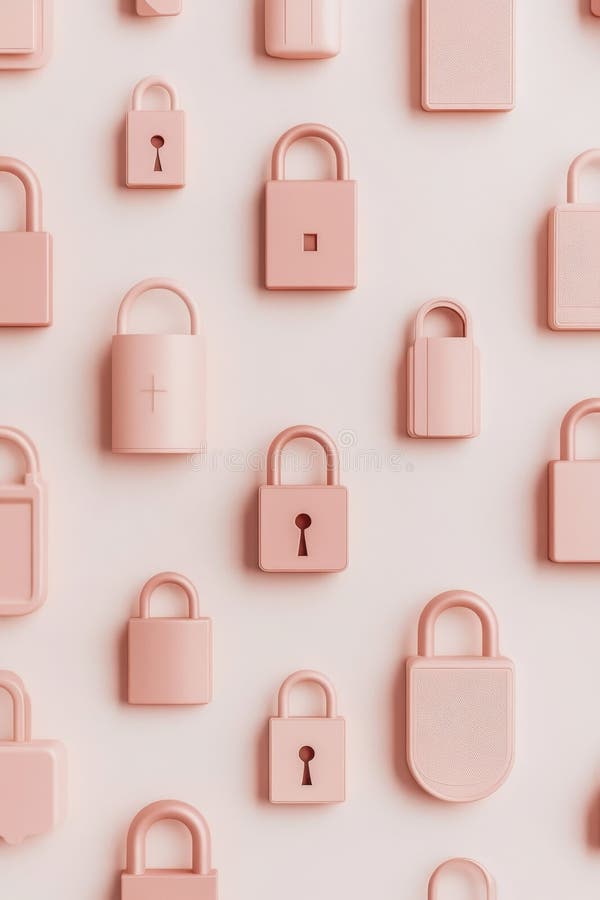 Many Pink Locks Pattern Symbolizes Security Awareness on Plain ...