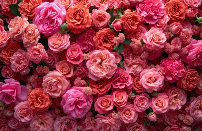 Many Pink Roses Forming a Wall of Roses Stock Image - Image of serene ...