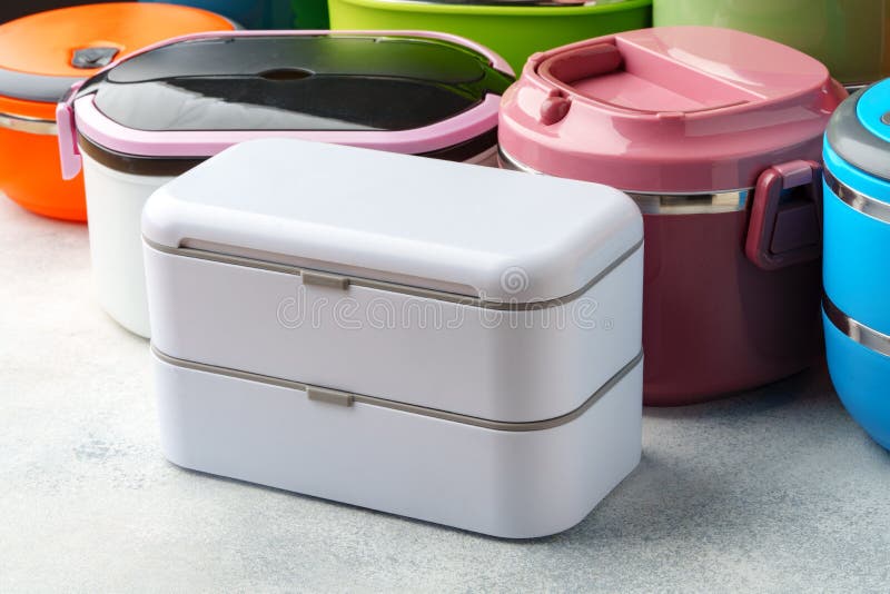 Many Plastic Food Containers in a Shop for Background Stock Photo ...