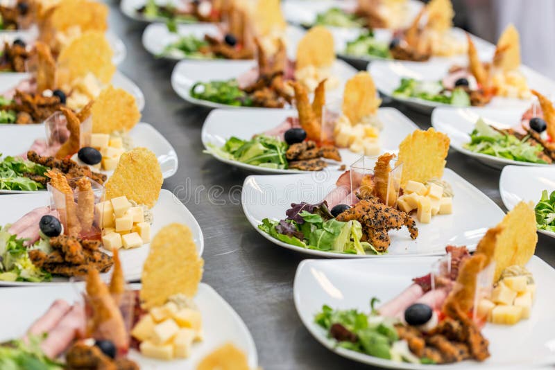 Many plates of appetizers stock image. Image of restaurant - 74203577