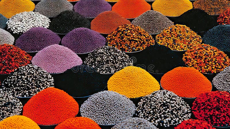 Many Plates with Colored Grains Stock Illustration - Illustration of ...