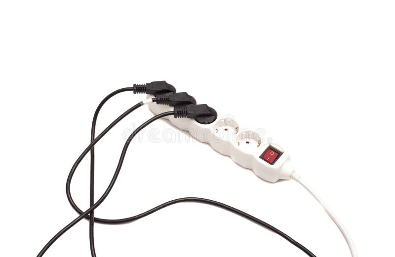 Many Plugs Plugged into Electric Power Bar Stock Image - Image of board ...