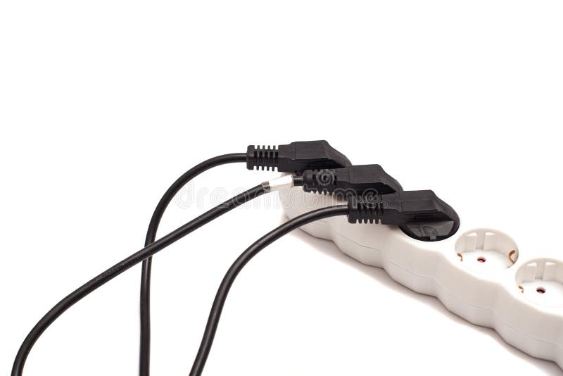 Many Plugs Plugged Into Electric Power Bar Stock Photo - Image of power ...