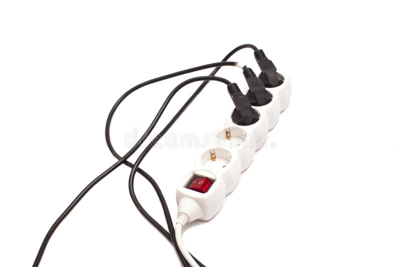 Many Plugs Plugged into Electric Power Bar Stock Image - Image of ...