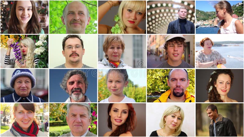 Many Portraits of People of Different Ages, Stock Footage - Video of ...