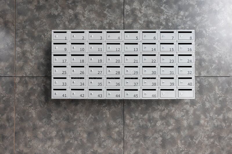 Many Post Boxes in Modern Apartment Building. Postage Boxes in an ...