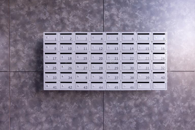 Many Post Boxes in Modern Apartment Building. Postage Boxes in an ...