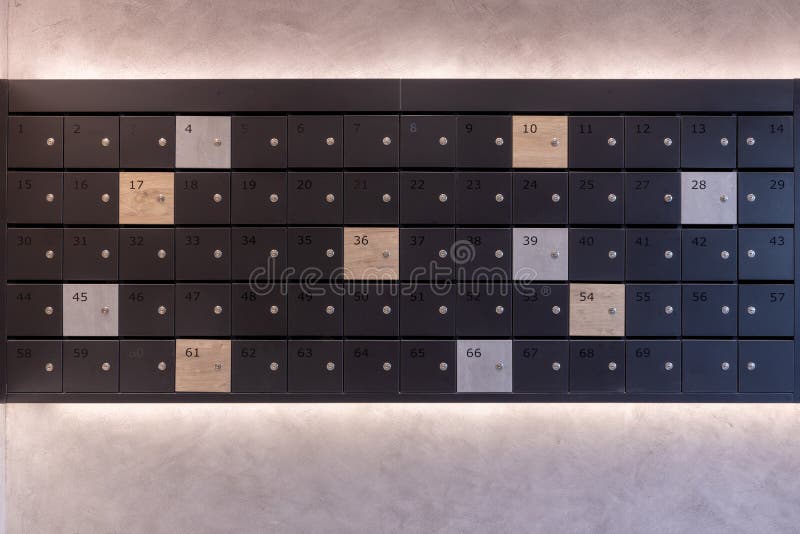 Many Post Boxes in Modern Apartment Building. Postage Boxes in an ...