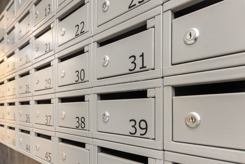 Many Post Boxes in Modern Apartment Building. Postage Boxes in an ...
