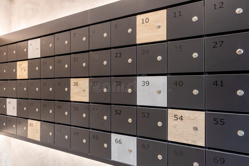 Many Post Boxes in Modern Apartment Building. Postage Boxes in an ...