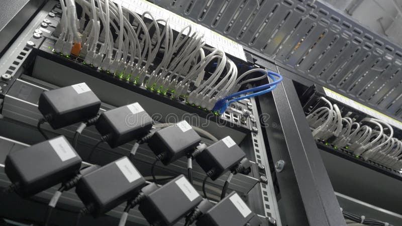 Many Powerful Servers Running in the Data Center Server Room. Many ...