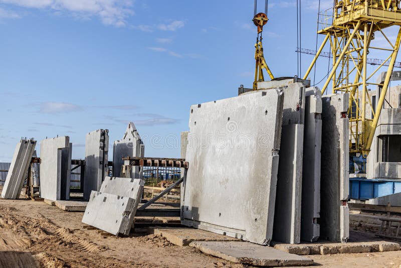 Many Precast Concrete Wall Panels are Stocking in the Storage Area ...